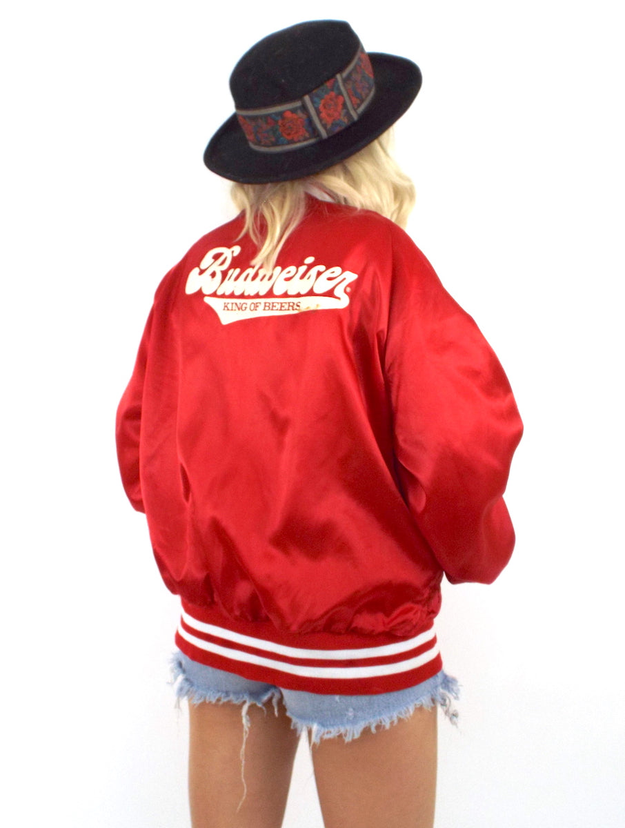 Vintage 70s Red Budweiser Satin Varsity-Style Jacket – Total Recall Vintage