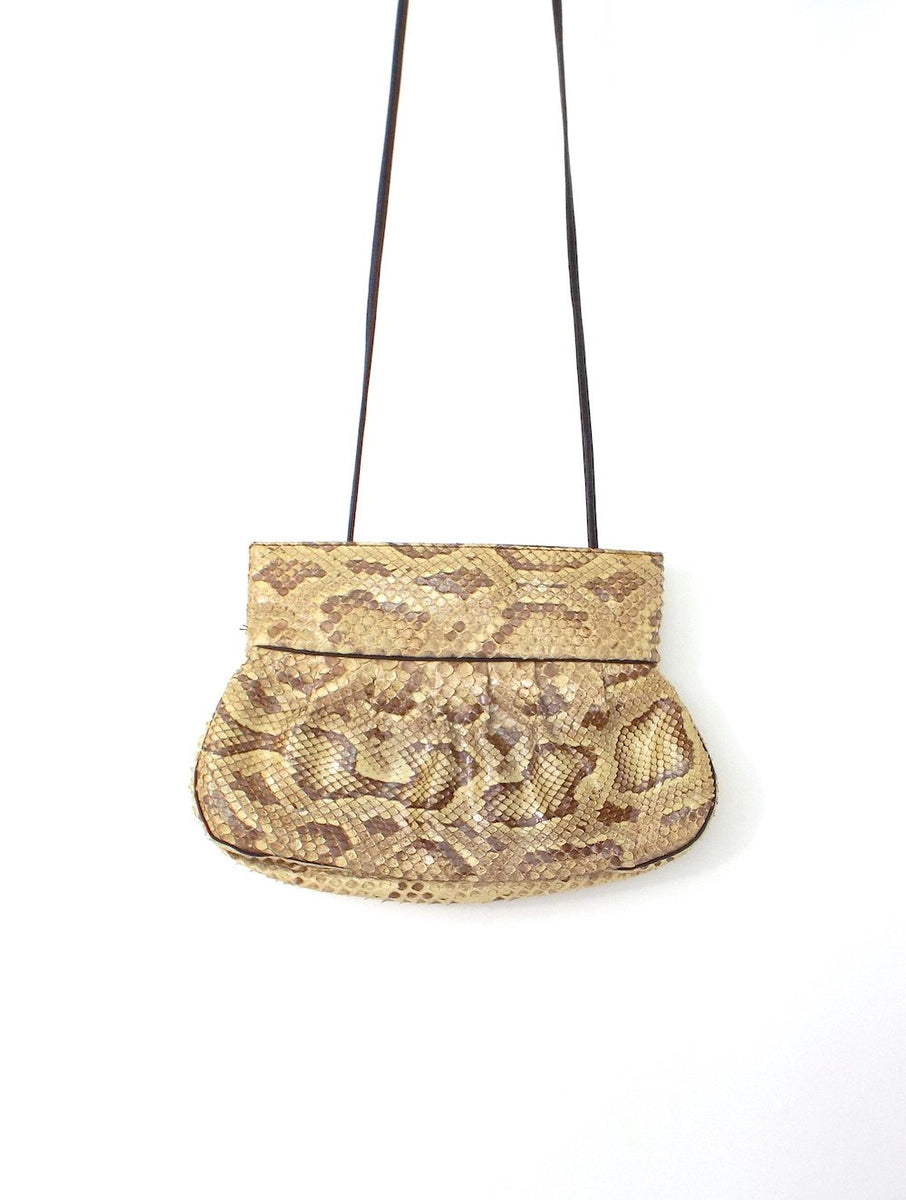 Vintage 80s Python Print Snakeskin Crossbody Purse – Total Recall Vintage