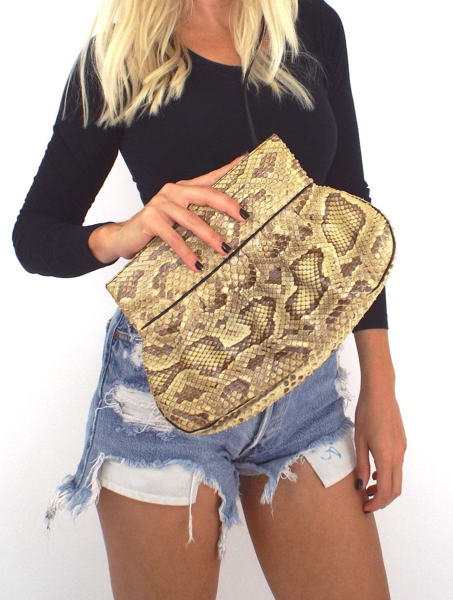 Vintage 80s Python Print Snakeskin Crossbody Purse – Total Recall Vintage